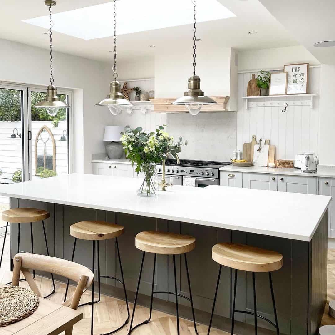 Kitchen Island With Organic Wooden Seats - Soul & Lane