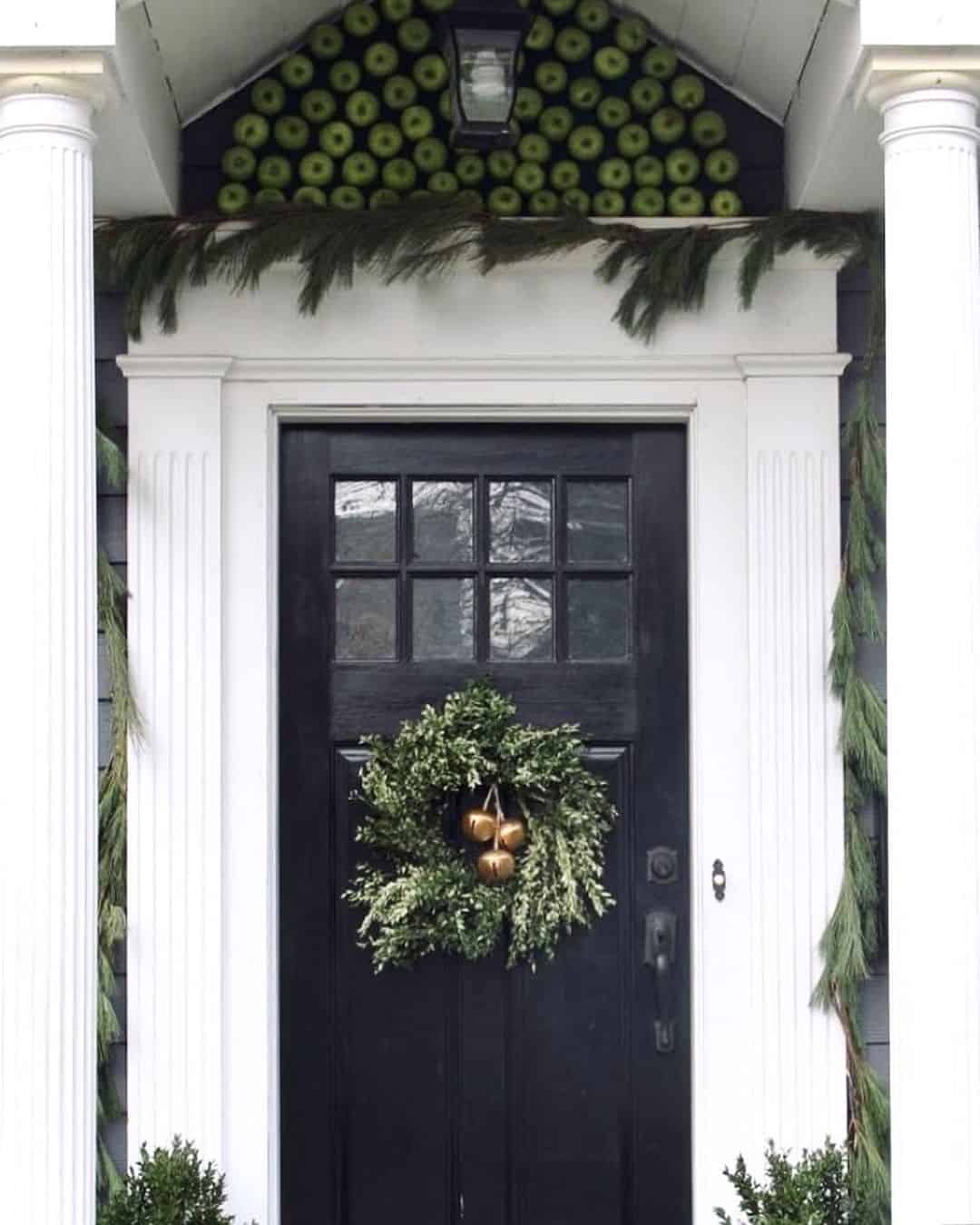 Traditional Front Entrance Decked for the Holidays - Soul & Lane