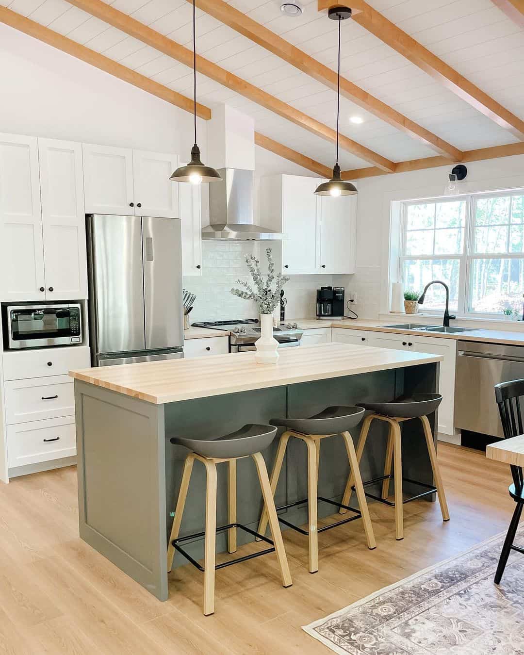 Balancing Vaulted Ceilings With Gray Island - Soul & Lane