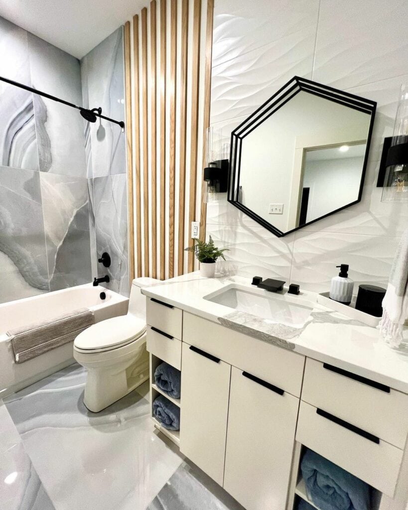 Up and Down Sconces Framing Octagonal Mirror - Soul & Lane