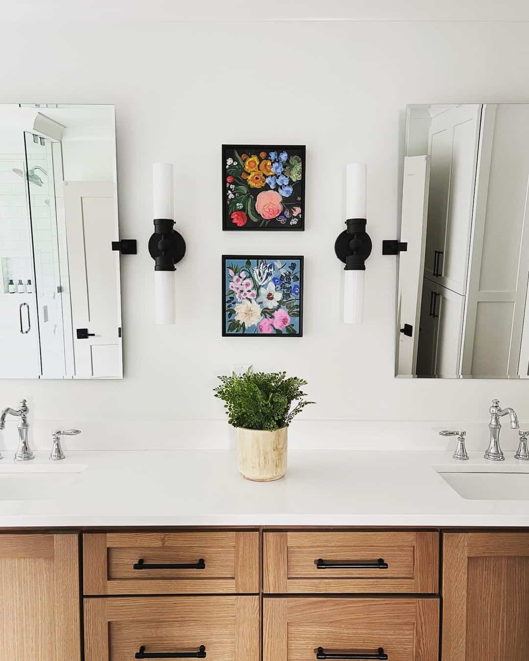 Decor Symmetry Between Bathroom Mirrors - Soul & Lane