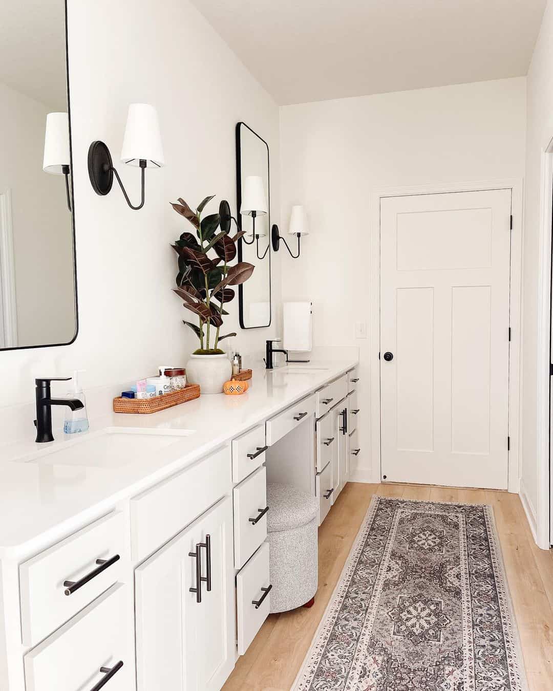 Decorating the Space Between Bathroom Sinks with Seating - Soul & Lane